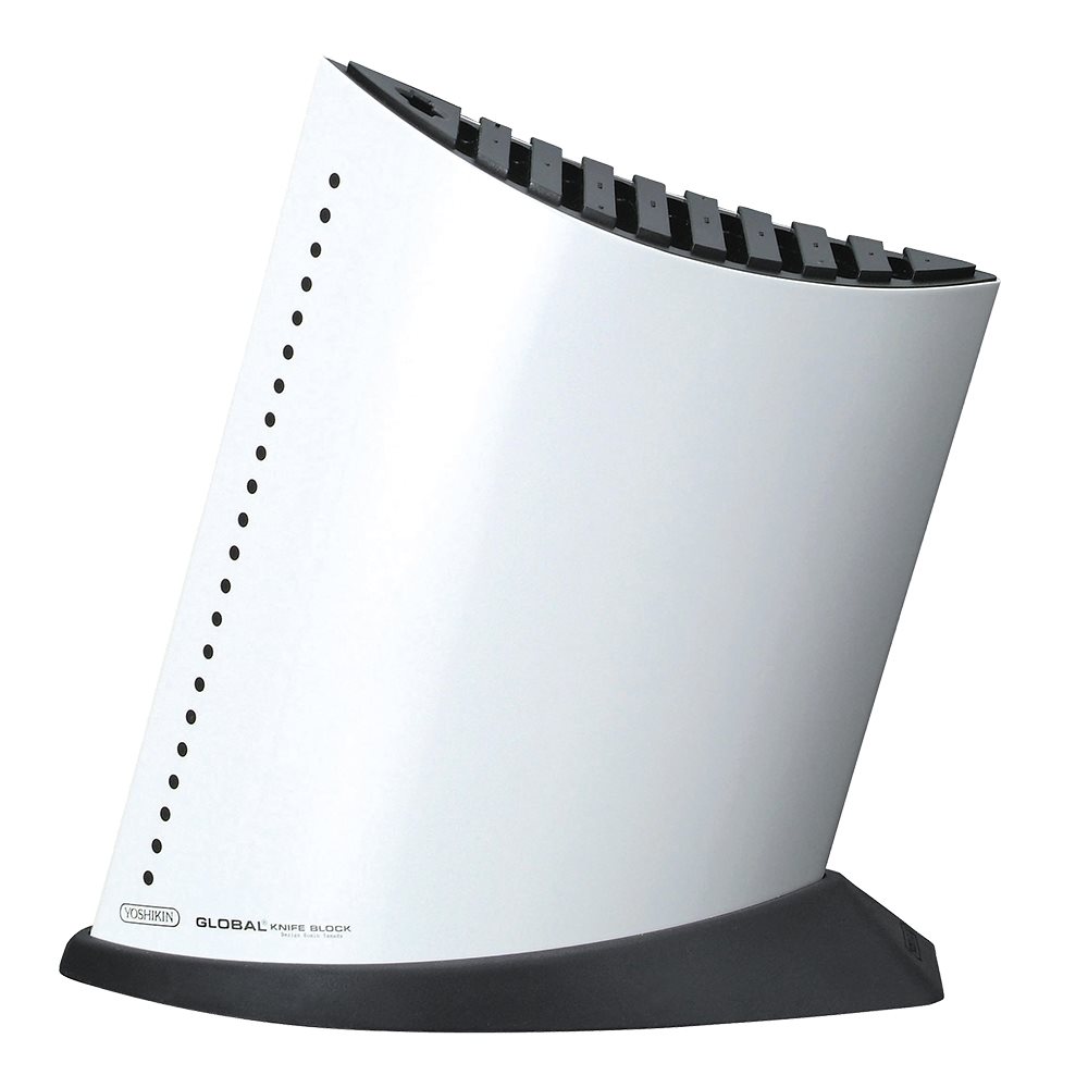 Global - Knivblock med plats för 9 knivar + skärpstål vit cm | NK