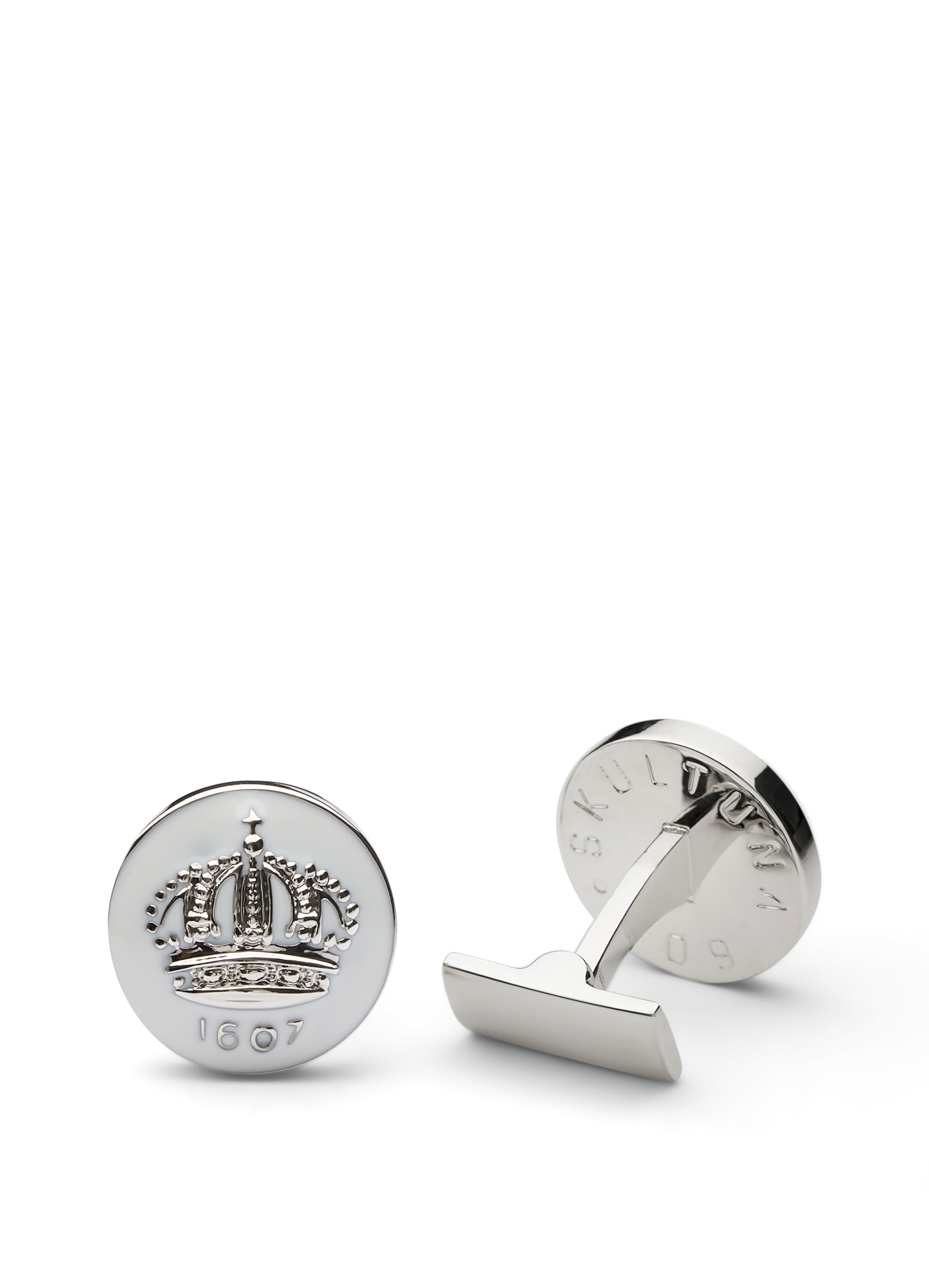 Skultuna - Manschettknapp krona silver vit | NK