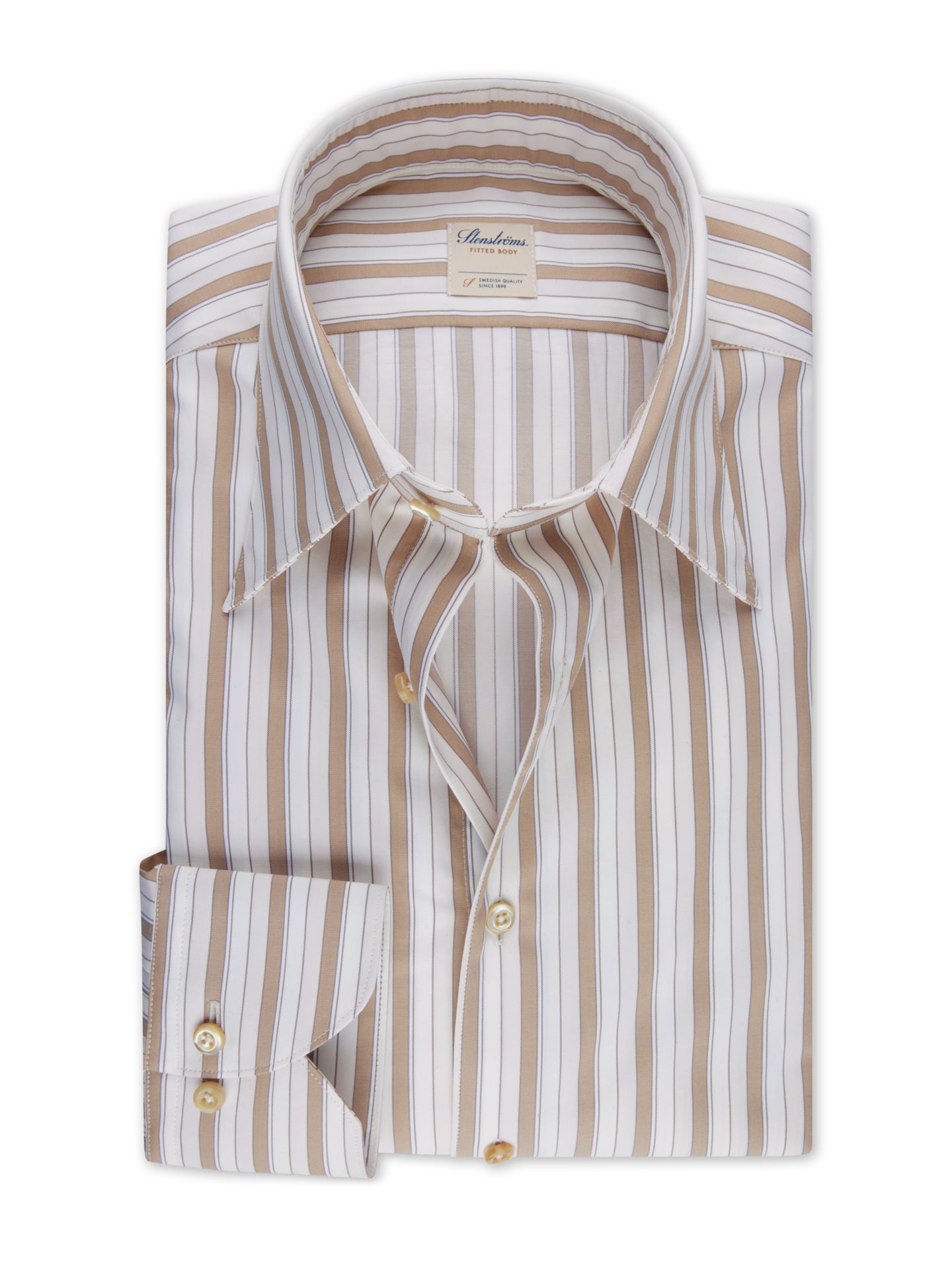 Stenströms - Skjorta le févre fitted body randig light beige | NK