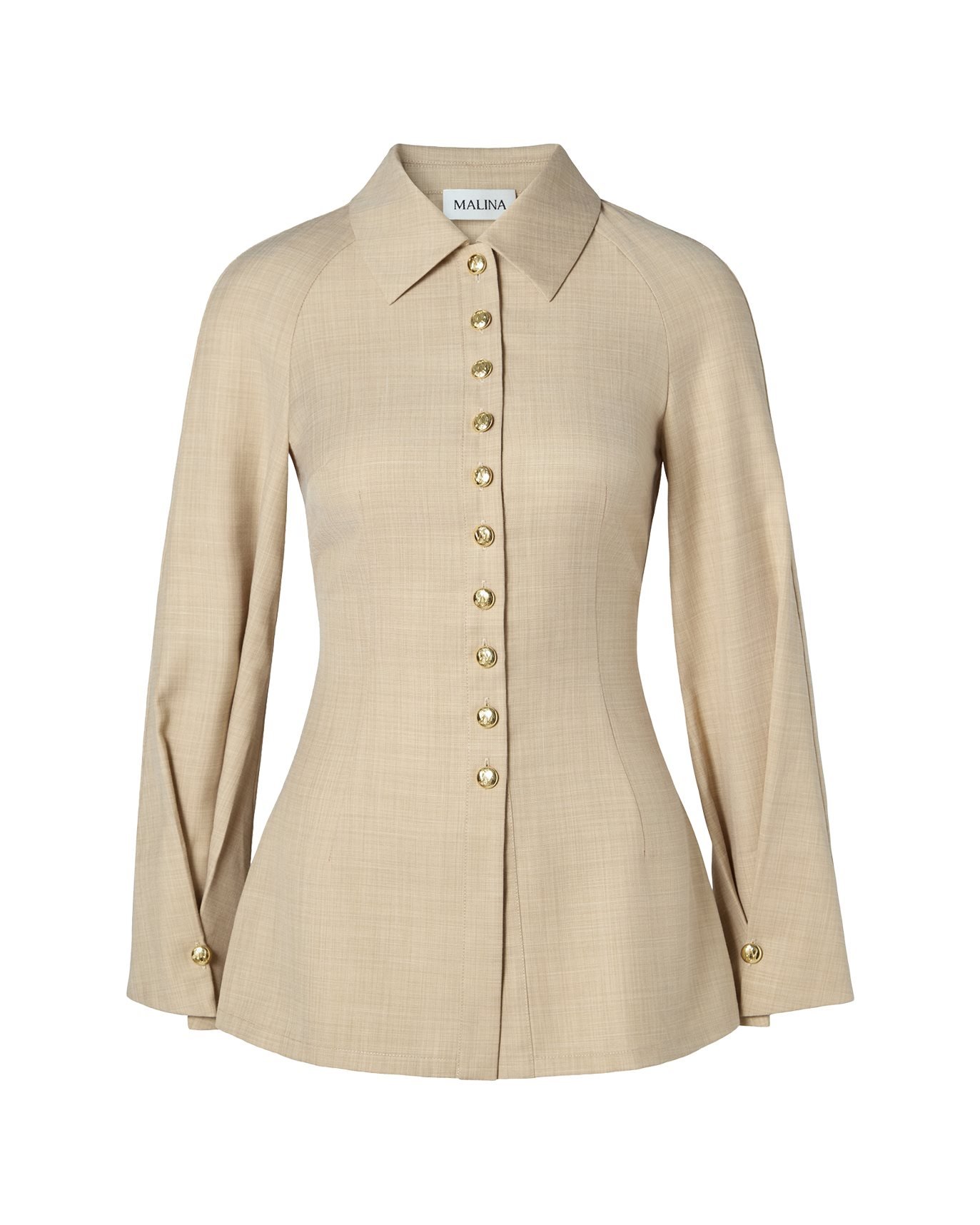 MALINA - Skjorta joan tailored fitted button beige | NK