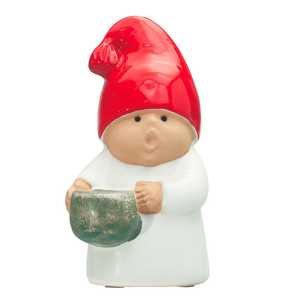 Rörstrand - Adventsbarn tomte vit/röd 12.5 cm | NK