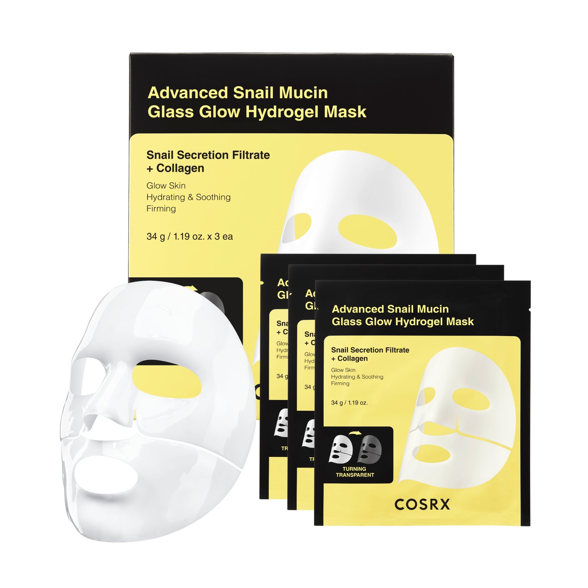 COSRX - Advanced snail mucin glass glow hydrogel mask 3 pcs | NK